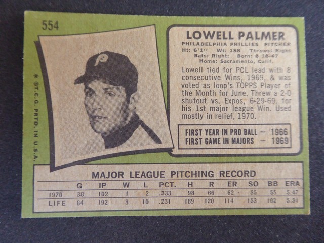 1971 Topps - #554 Lowell Palmer for sale online | eBay