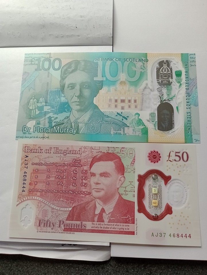£100 BANK OF SCOTLAND AND £50 BANK OF ENGLAND POLYMER BANKNOTES ...