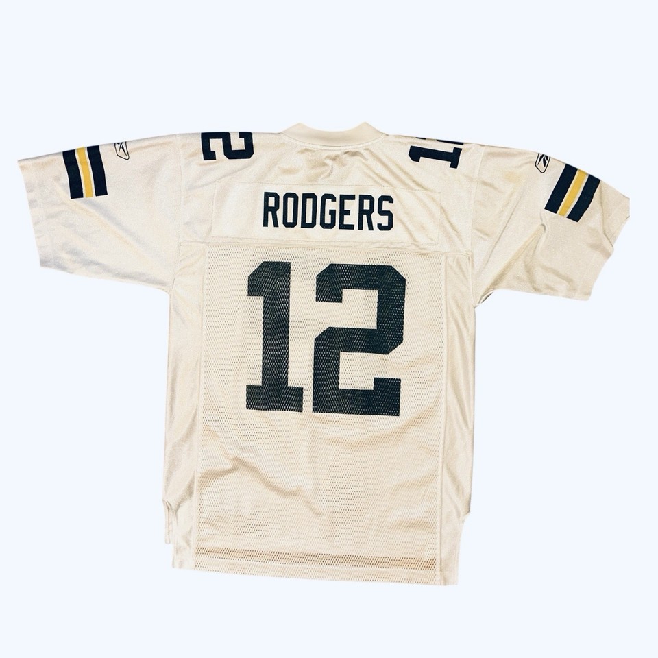 Green Bay Packers Rogers 12 On Field Super Bowl XLV Mens Medium White ...