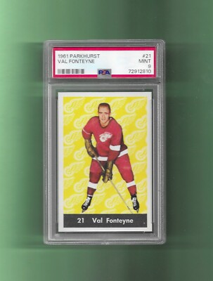 RARE! 1961-62 Parkhurst Card # 21 VAL FONTEYNE DETROIT RED WINGS PSA 9 ...