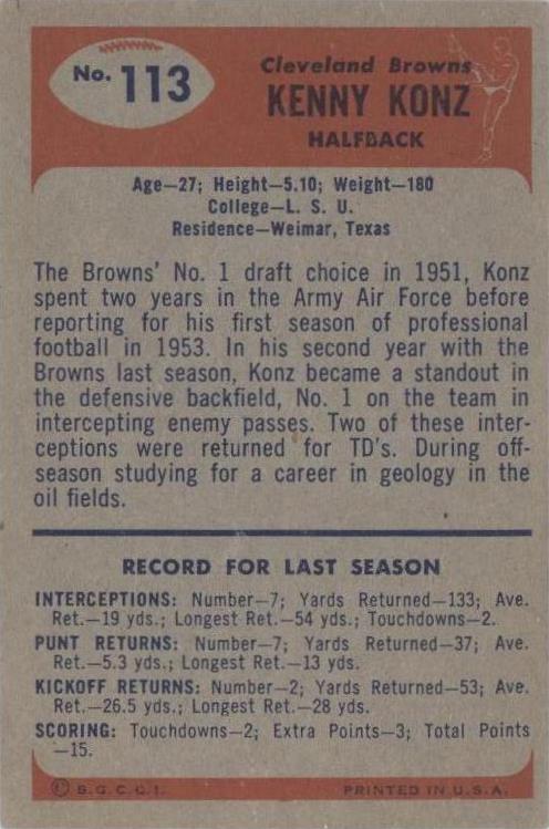 1955 Bowman Ken Konz #113 for sale | eBay