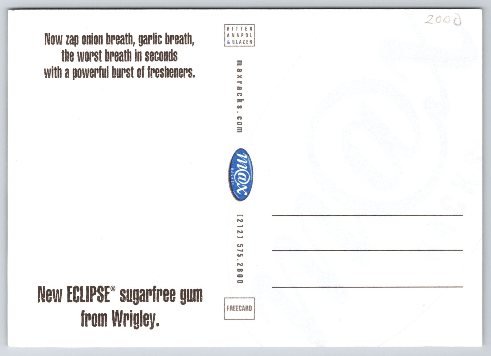 Groovy Dressed Onion Head Bad Breath Girl Eclipse Sugar Free Gum Ad Postcard | eBay