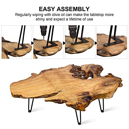 Natural Tree Coffee Table Handmade Live Edge Coffee Table With Metal ...