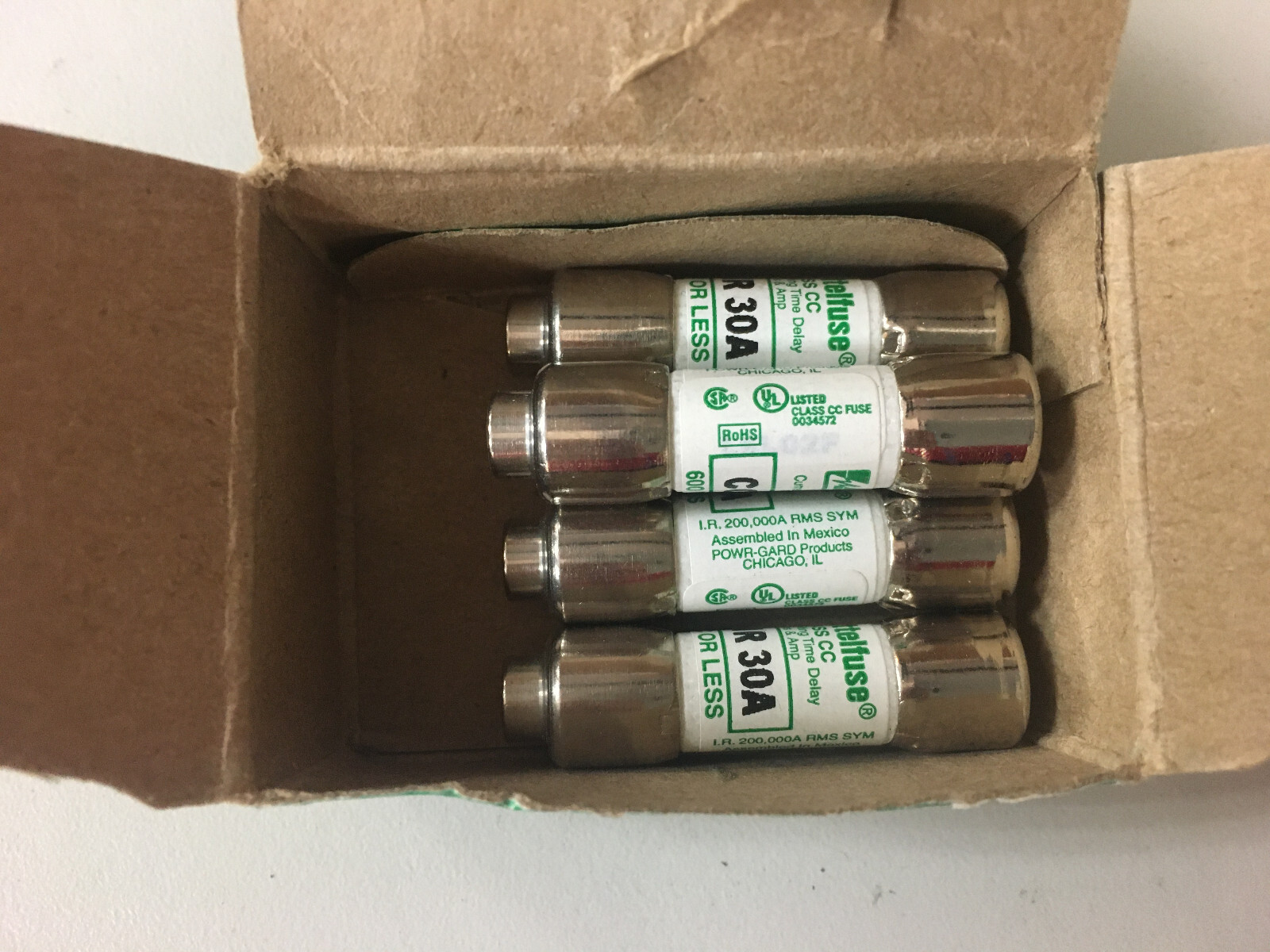 (4) LittleFuse CCMR-30 600V, 30Amp Low-Peak CC, Time Delay Fuses, New ...