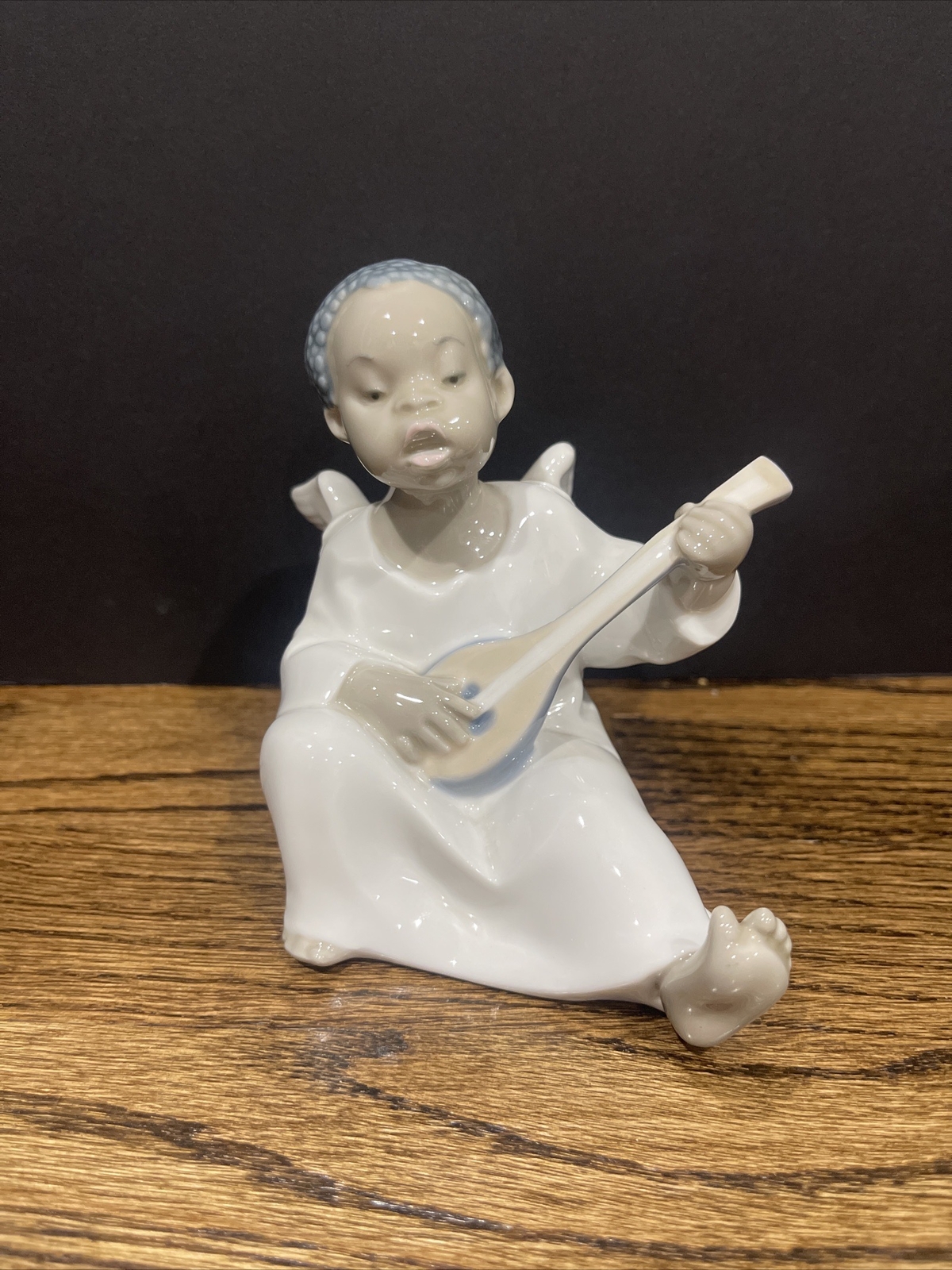 Lladro #4537 Angel Black Legacy Collection African Cherub Boy Playing A ...