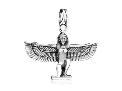 925 Sterling Silver Egyptian Goddess Isis Hathor Sekhmet Winged Charm ...