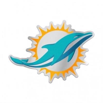 Miami Dolphins Auto Badge 5x3 Decal NFL Team Football Fan Mirror Finish ...