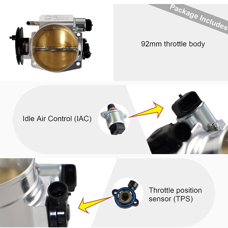 92MM Throttle body+TPS IAC+Adapter Plate For Chevy GM Gen III LSX LS ...