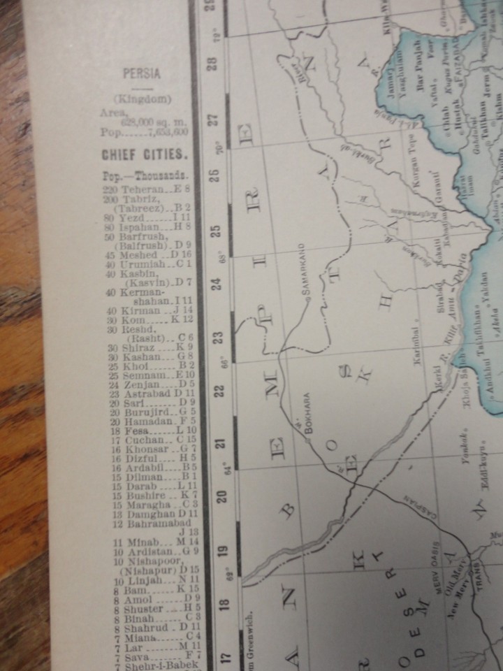 Nice colored map of Persia & Afghanistan -1907 Universal Atlas of the ...