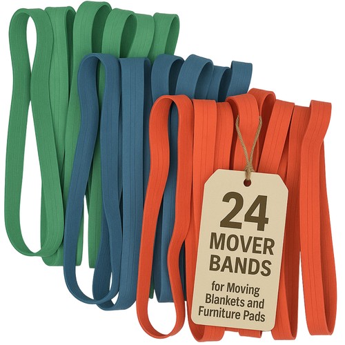 24 Pack Moving Blanket Rubber Bands - Extra Large Rubber Bands for ...