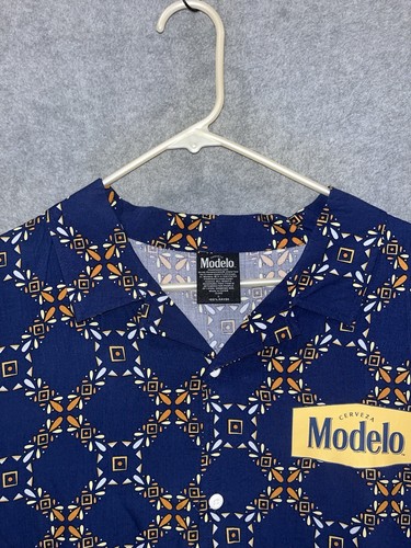Modelo Blue Patterned Short Sleeve Button Down Shirt NWT | eBay