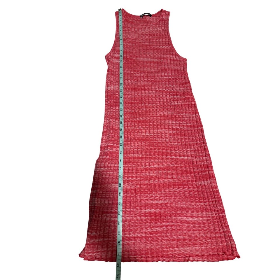 Zara Pink Space Dye Ribbed Knit Open Back Cutout Bodycon Midi Dress - M ...