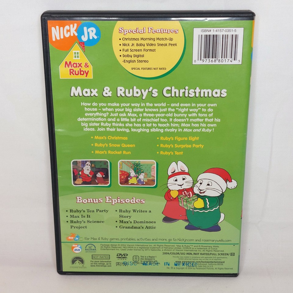 Max & Ruby's Christmas DVD 2004 Nick Jr Celebrate Bonus Episodes Cartoon Kids | eBay