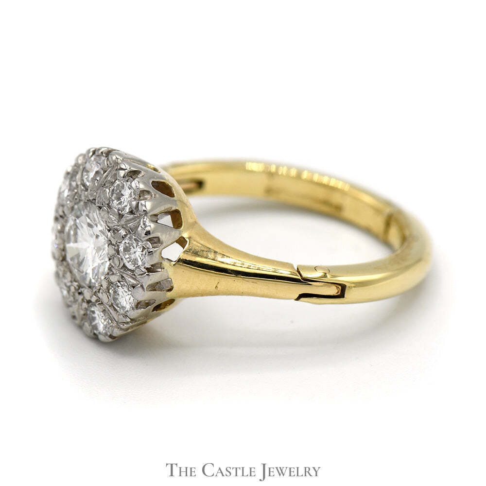 1cttw Diamond Cluster Ring with Arthritic Shank in 14k Yellow Gold | eBay