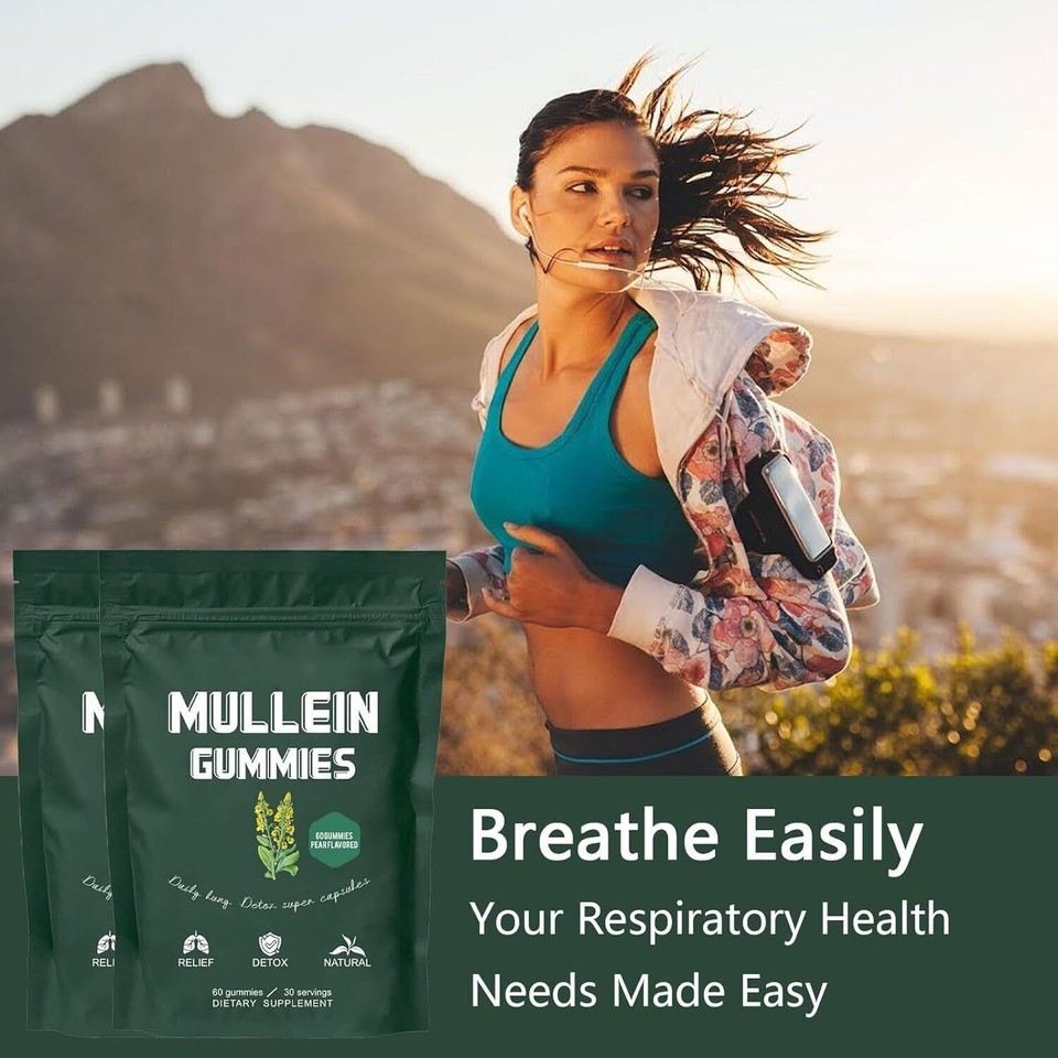 Mullein Gummies 1000mg - Respiratory & Lung Support, Pear Flavor, 60 ...