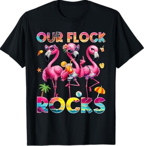 Our Flock Rocks Flamingo Summer Vacation Family Matching T-Shirt | eBay