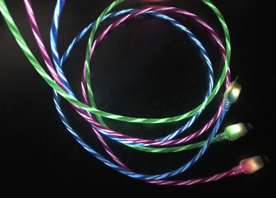 led light-up data charger power charge cable for iPhone X 7 6 4 5s ...