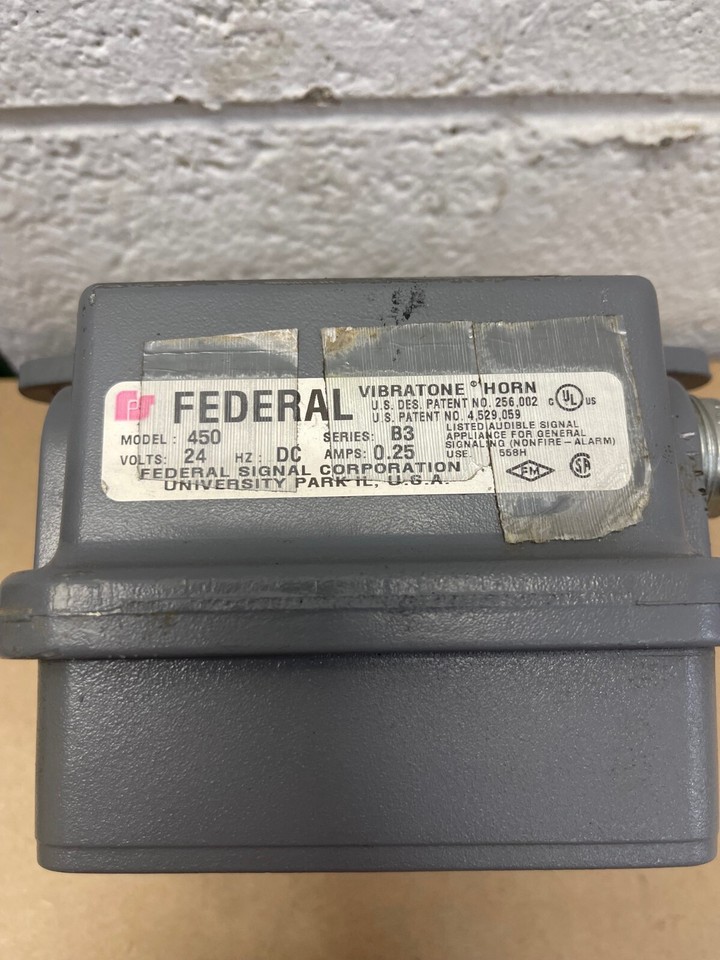 Federal 450 Vibratone Horn, 24 Volts, Series B3, 0.25 Amps | eBay