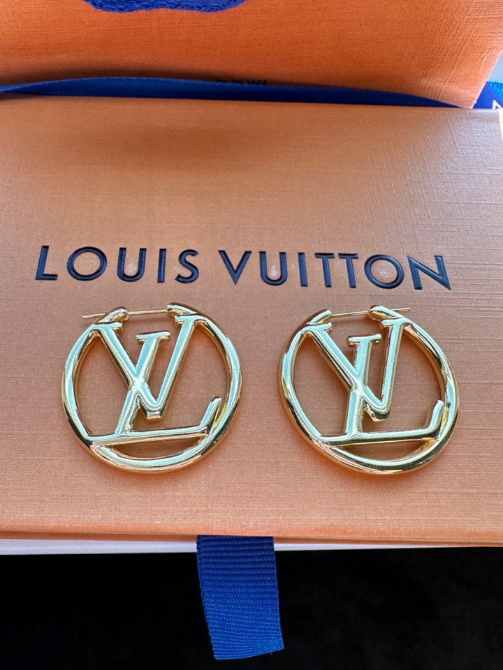 Louis Vuitton Hoop Louise Gold Earrings Pre-Owned | eBay
