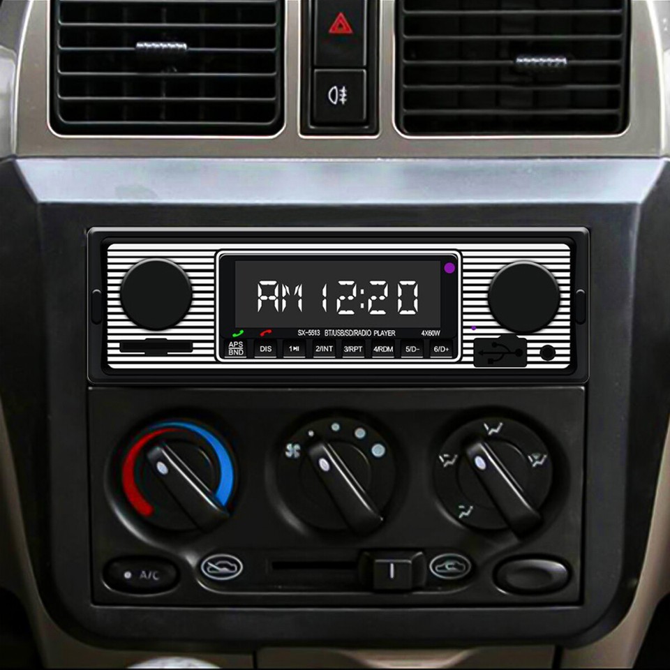 Car FM Radio MP3 Player Bluetooth Vintage USB Classic Stereo Audio ...
