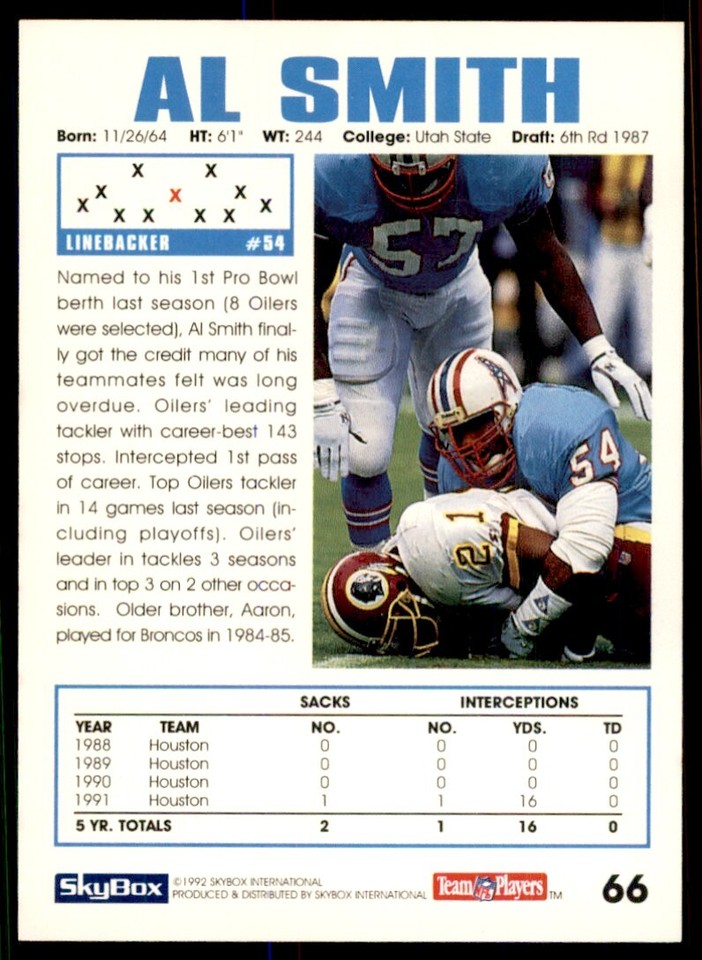 1992 SkyBox Al Smith Houston Oilers #66 | eBay