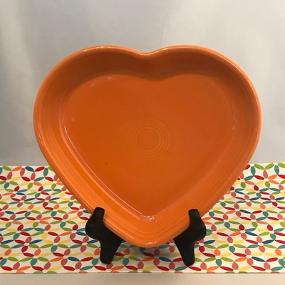 Fiestaware Tangerine Large Heart Bowl Fiesta Retired Orange 9 inch ...