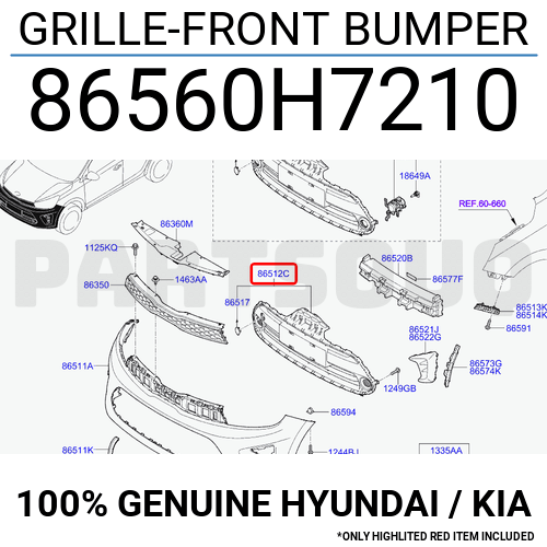86560H7210 Genuine Hyundai / KIA GRILLE-FRONT BUMPER | eBay