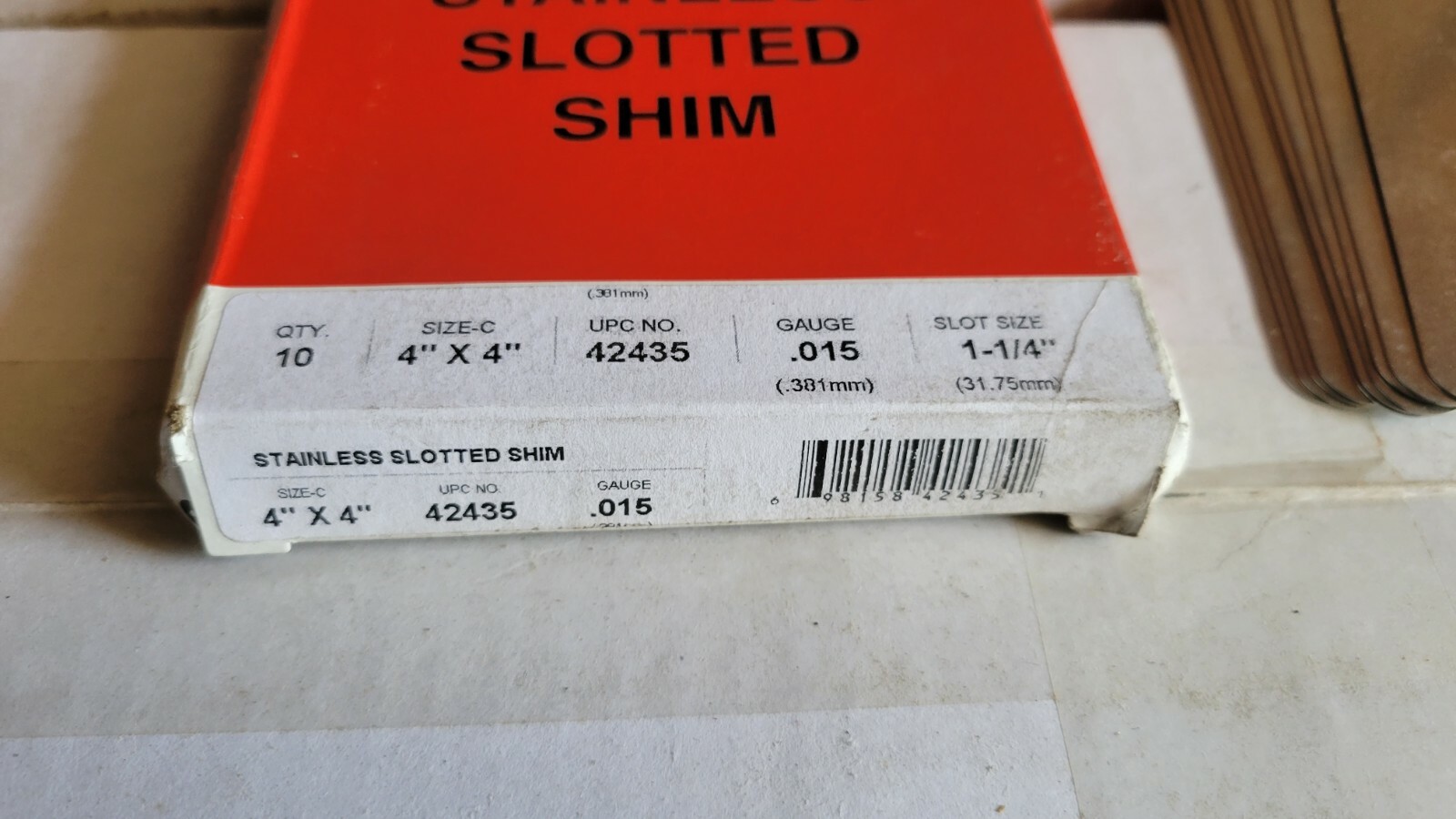 Precision Stainless Slotted Shim 42435 Gauge .015 Slot Size 1-1/4" for ...