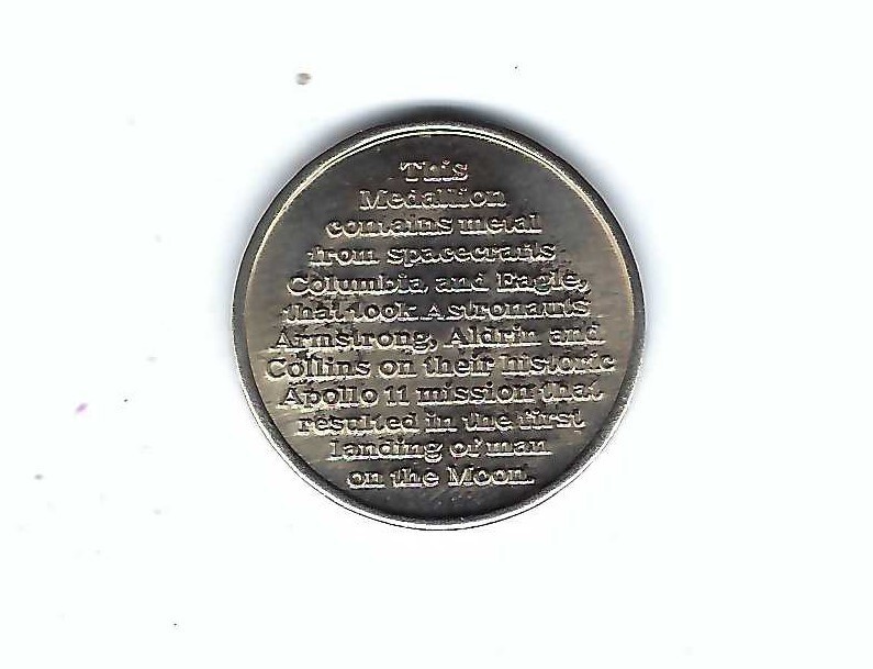 APOLLO 11 MFA FLOWN METAL NASA COLUMBIA EAGLE MOON LANDING MEDALLION ...