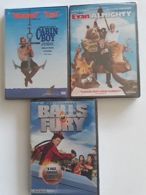 3 NEW comedy DVDs Cabin Boy Balls of Fury Evan Almighty Christopher ...