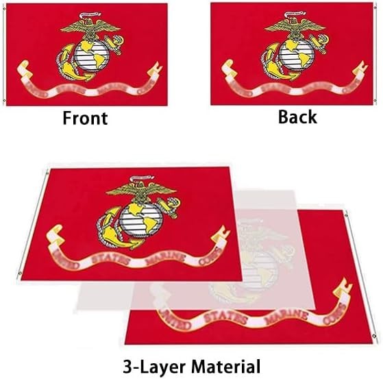 Marine Corps Embroidered Military Flags 3x5 Outdoor- Double Sided ...
