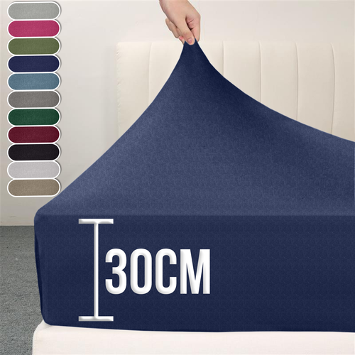 Extra Soft Stretchy Jersey Fitted Sheet 30cm Deep Washed Cotton Summer ...