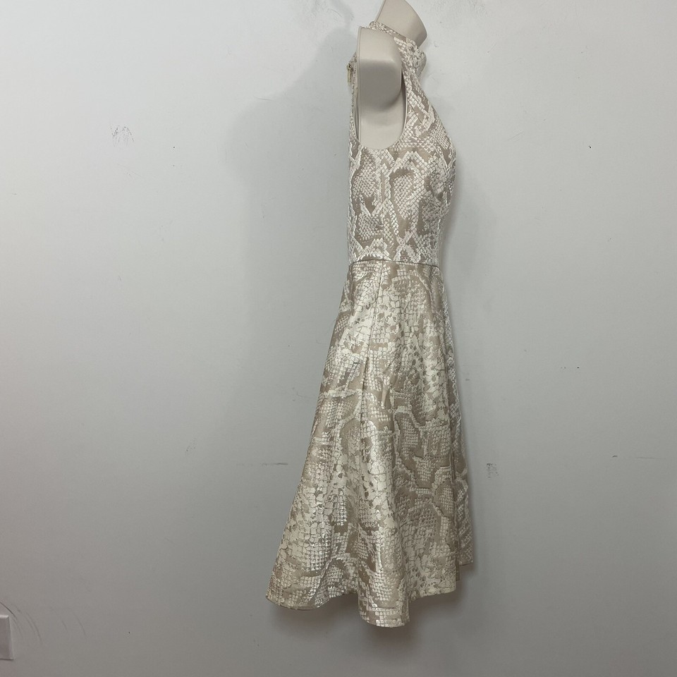 TED BAKER LONDON Size 4 Azraa Snake Jacquard Mini DRESS Beige Fit And ...