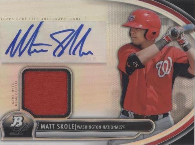 2013 Bowman Platinum - Autographed Relic Matt Skole #AR-MS (AU, MEM, RC ...