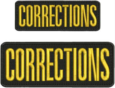 CORRECTIONS embroidery patches 3x8 and 2x6 hook on back gold letters | eBay
