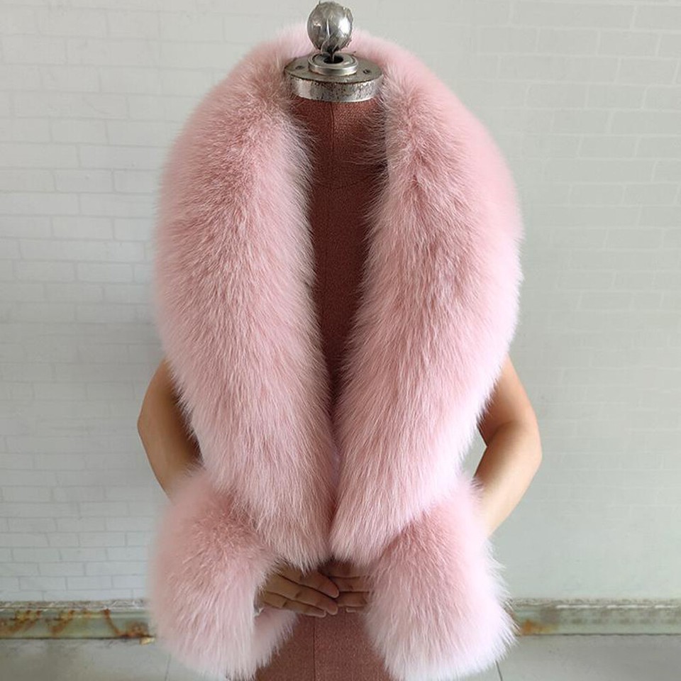 100% Real Fox Fur Scarf Winter Neck Warm Collar Women Scarves Fox Cuffs ...
