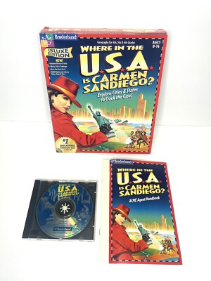 Where In The USA Is Carmen Sandiego Broderbund CD-ROM Big Box PC Game ...