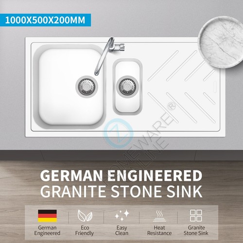 German Engineered 1+1/4 Bowl Drainboard Granite Kitchen Laundry Stone ...