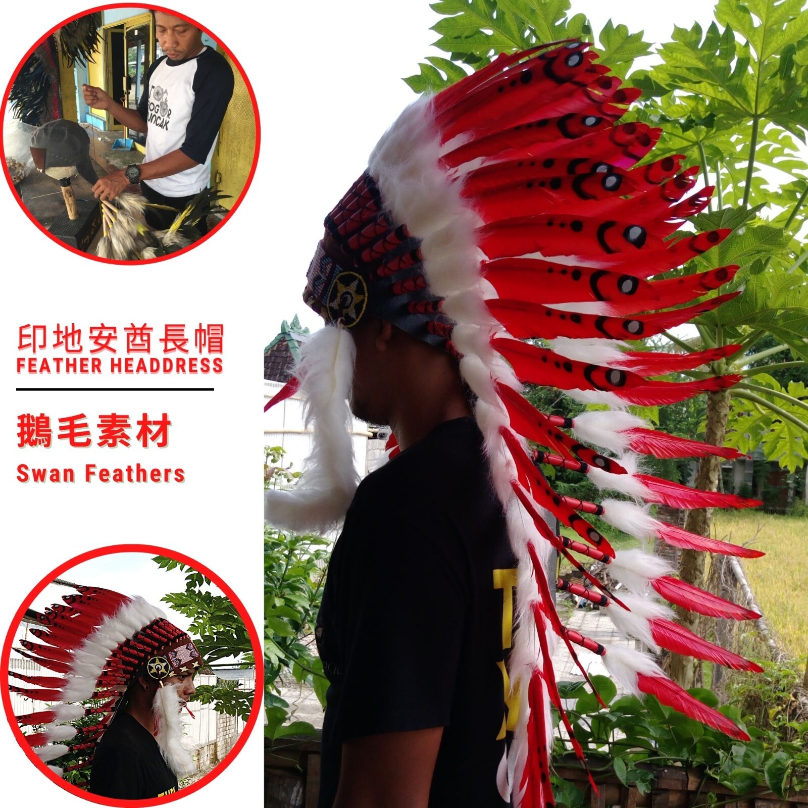 Handmade Native American Feather Headdress Carnival Cosplay Headdress ...