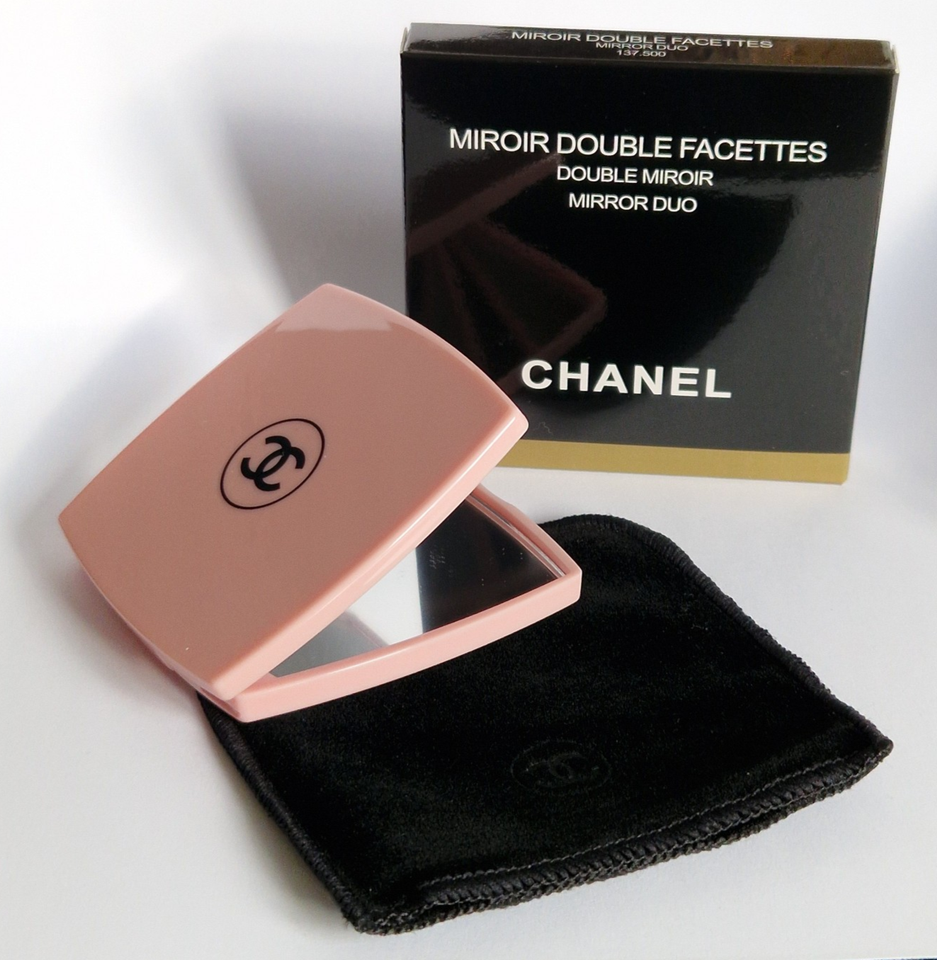 Chanel Compact Mirror Pink Double Facettes Duo Boxed with Black Pouch ...
