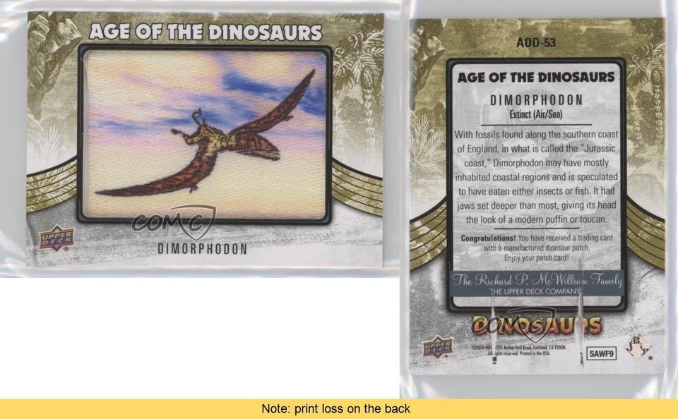 2015 Dinosaurs Age of the Extinct (Air/Sea) Dimorphodon #AOD-53 Patch ...