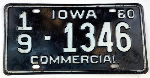 Vintage 1960 Iowa Commercial License Plate Tag Chickasaw Co Pub Decor ...