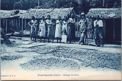 Gabon Port Gentil Drying nuts Africa Natives Vintage Postcard 05.19 | eBay