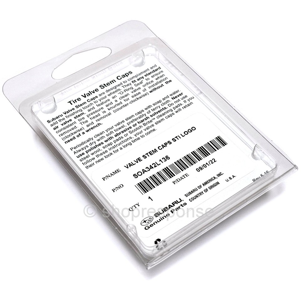 OEM Subaru STi Tire Air Valve Stem Caps Chrome SOA342L136 Authentic ...