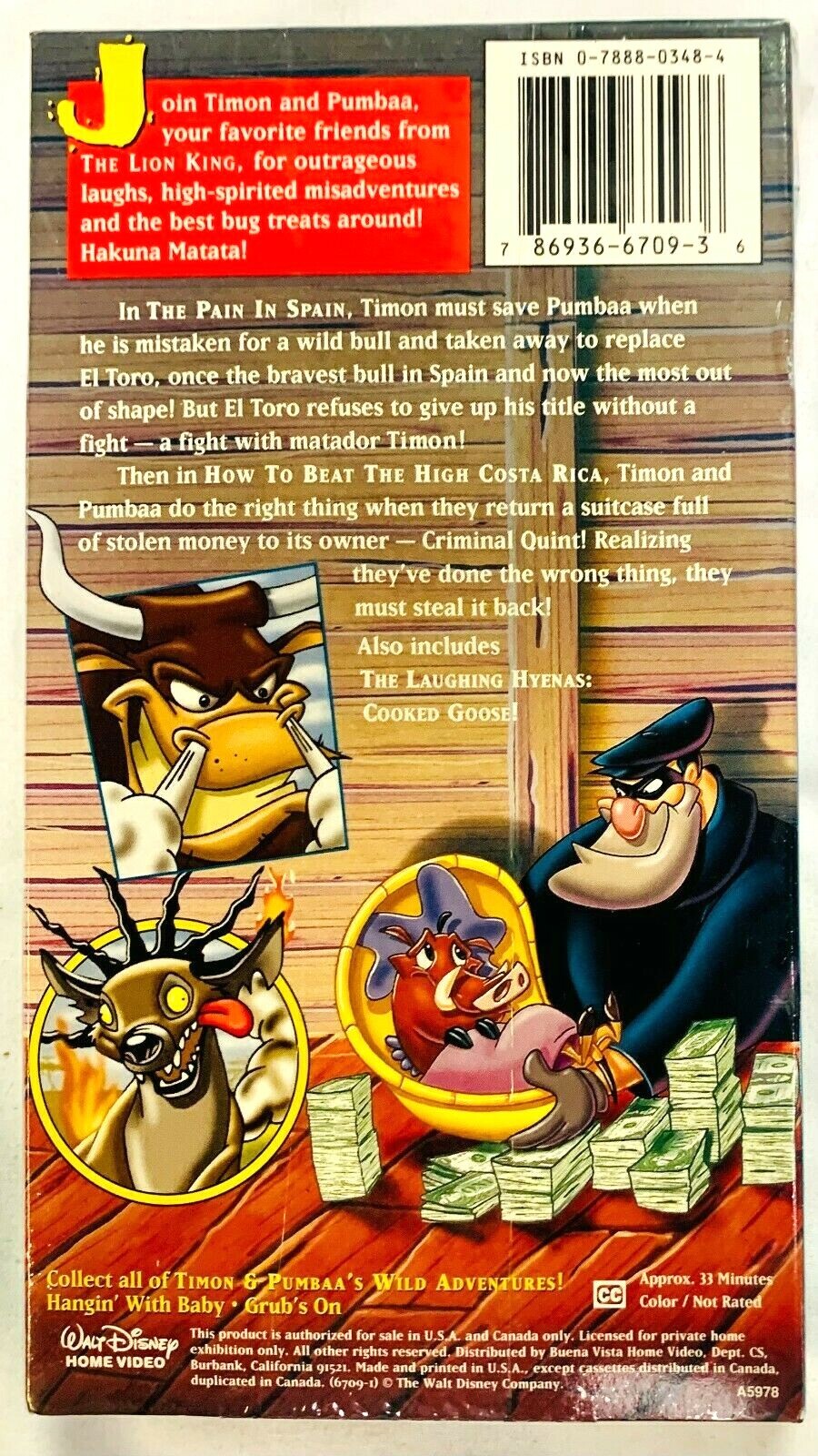 Disney Timon and Pumbaa's Wild Adventures: True Guts (VHS, 1996) New ...