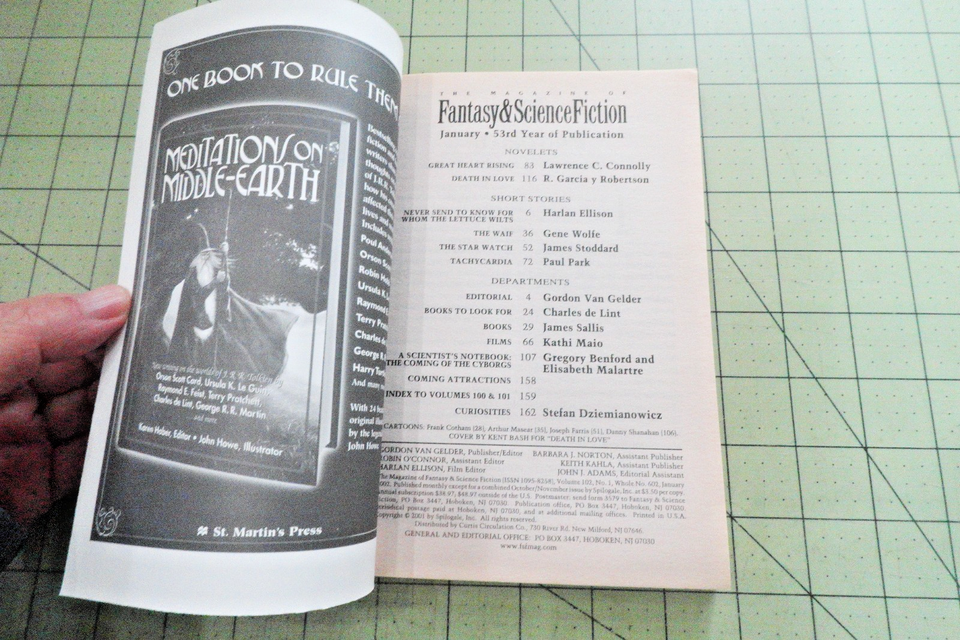 MAGAZINE OF FANTASY AND SCIENCE FICTION 1/2002 HARLAN ELLISON SHORT ...