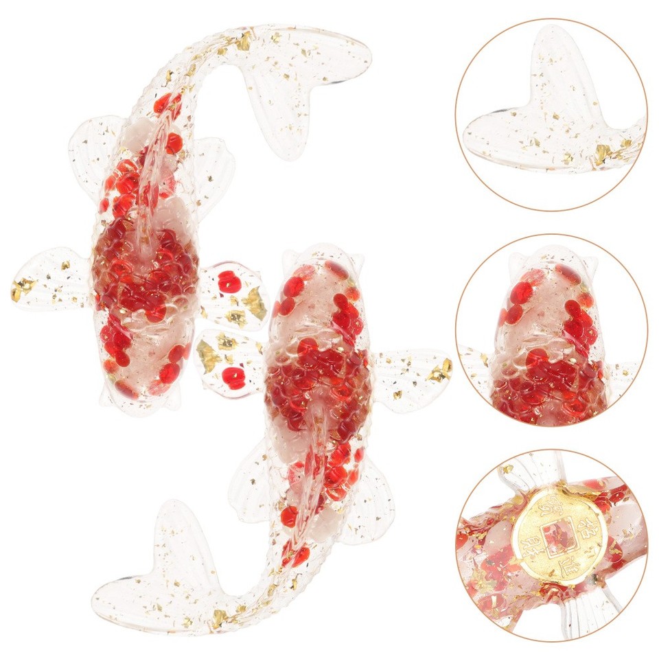 2 Pcs Crystal Koi Ornaments Goldfish Pisces Gifts Travel Tank Figurine ...