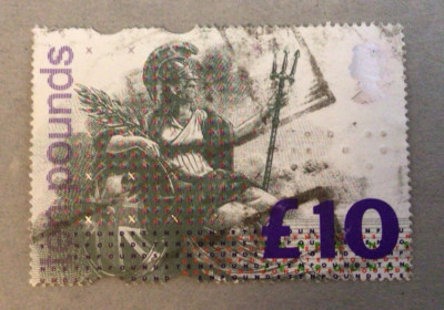 *VERY SPECIAL OFFER* GB 1993 Britannia £10 Pound Stamp Used.. Very Nice ...
