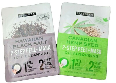 2 FREEMAN 2 STEP PEEL + MASK 1 HAWAIIAN BLACK SALT & 1 CANADIAN HEMP ...