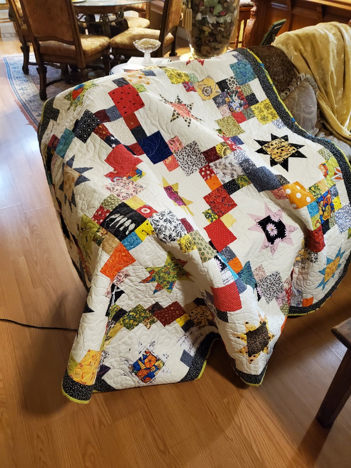 Handmade Stunning Stars Themed Patchwork Quilted Bed/Sofa Throw 62" X ...